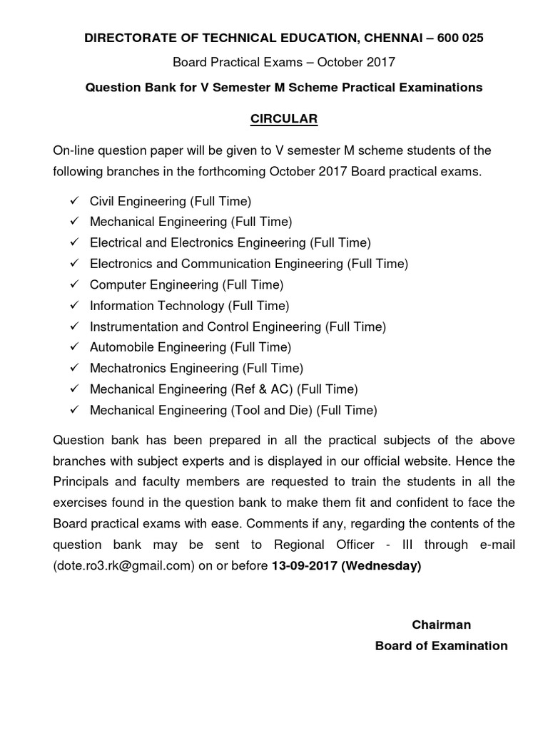 Practical QP Circular Oct2017 | PDF