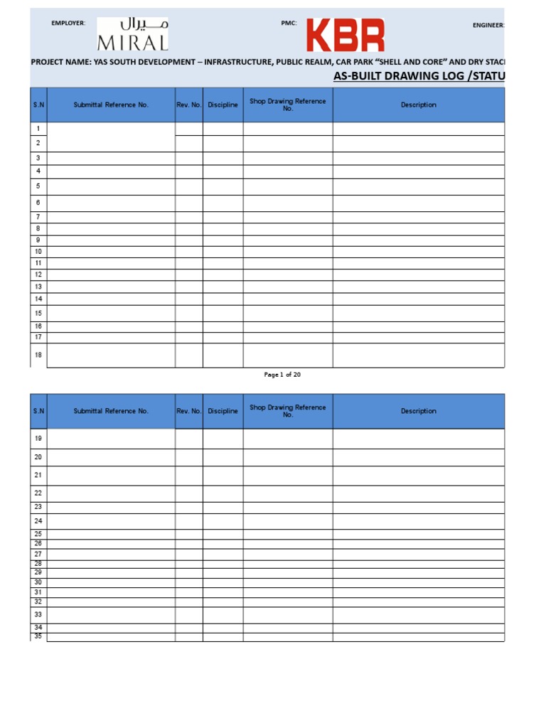 As Built Drawing Register | PDF