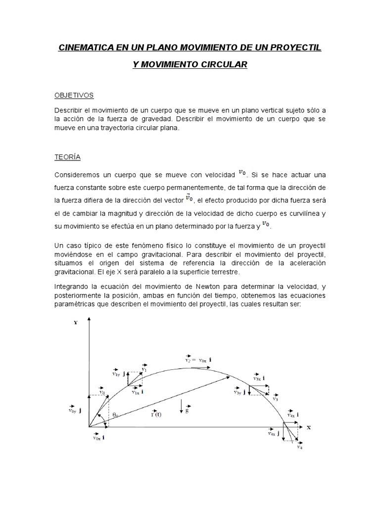 Cinematica en Un Plano Movimiento de Un Proyectil | PDF | Movimiento ...