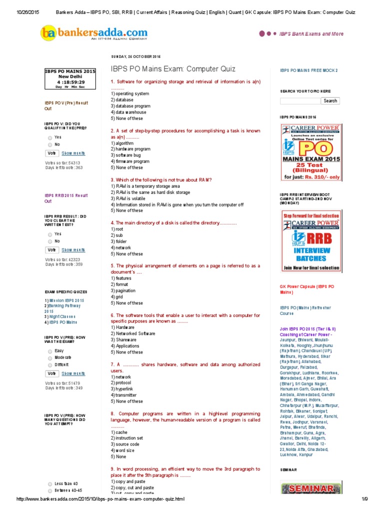 Bankers Adda Computer Quiz 12 | PDF | Bonds (Finance) | Computer Data Storage