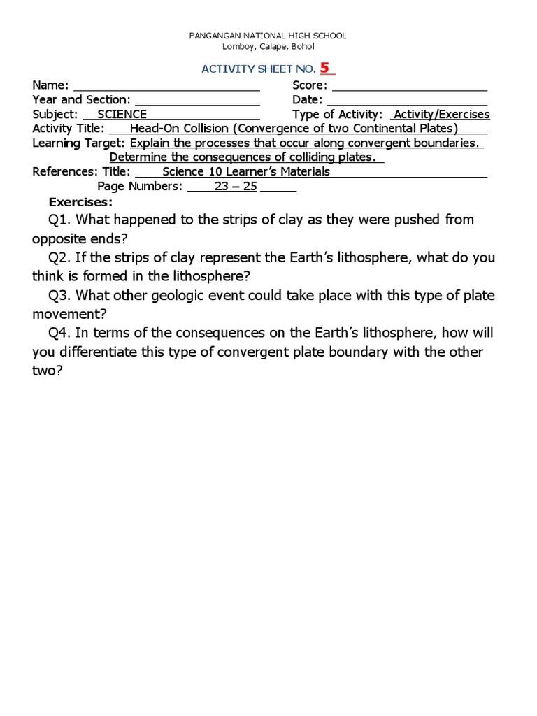 Activity Sheet 5 | PDF