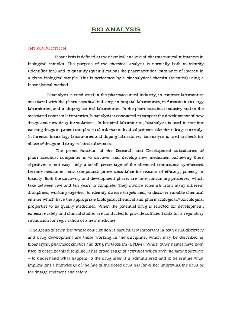 Bioanalysis Notes | Download Free PDF | Clinical Trial | Pharmacokinetics