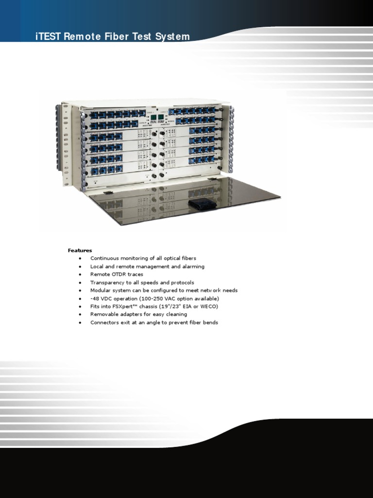 Itest Remote Fiber Test System: Features | PDF | Wavelength Division ...