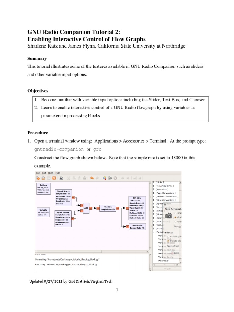 GNU Radio Companion Tutorial 2: Enabling Interactive Control of Flow Graphs | PDF | Frequency ...