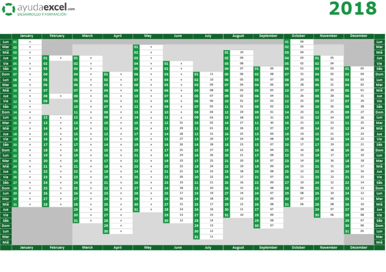 2018 Monthly Calendar Overview | PDF