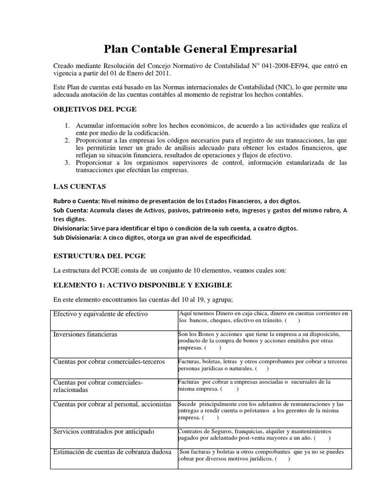 Plan Contable General Empresarial | PDF | Contabilidad | Salario
