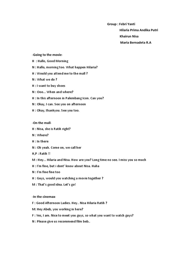 Group: Febri Yanti Hilaria Prima Andika Putri Khairun Nisa Maria ...