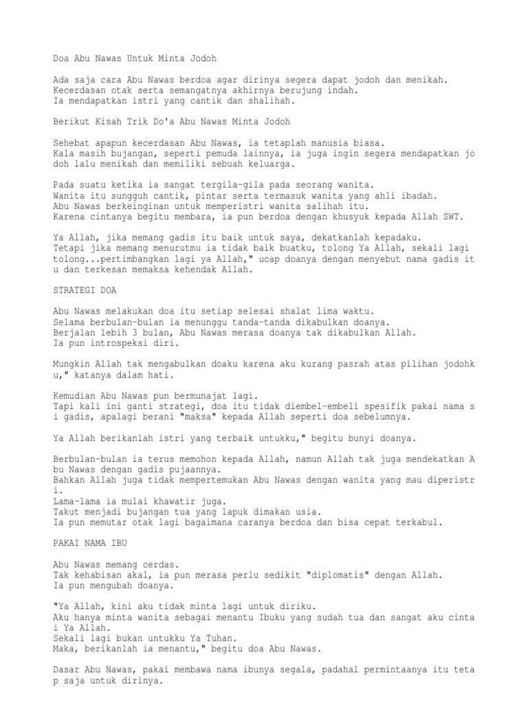 Doa Abu Nawas Untuk Minta Jodoh | PDF