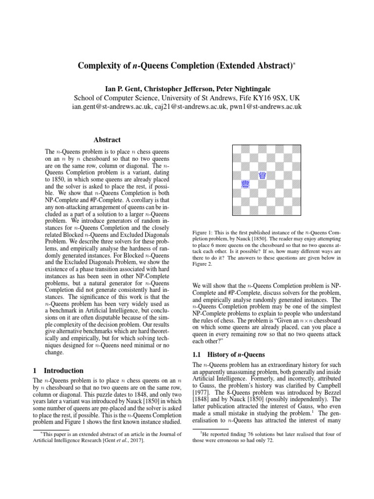 NQueens Extended Abstract | PDF | Computational Complexity Theory | Discrete Mathematics