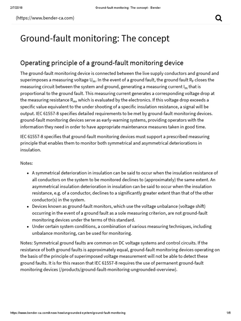 Ground-Fault Monitoring - The Concept - Bender | PDF | Electrical ...