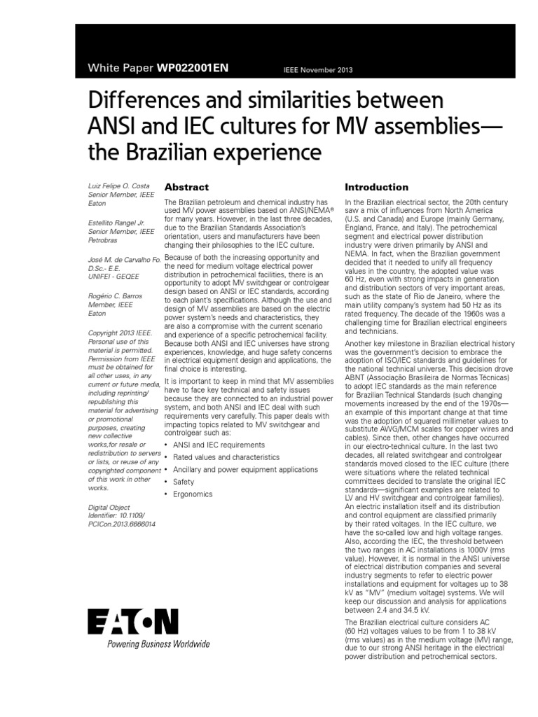 ANSI-IEC Comparision For MV Switchgear Design | PDF | Electric Power ...