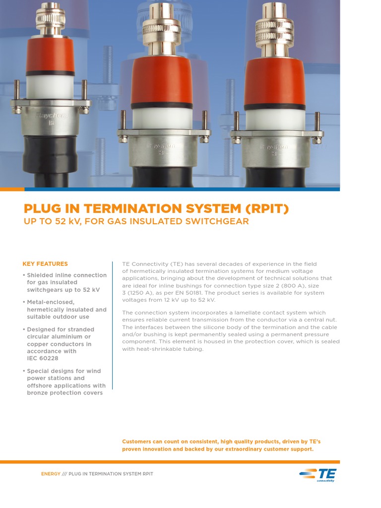 Plug in Termination System (Rpit) : Up To 52 KV, For Gas Insulated ...