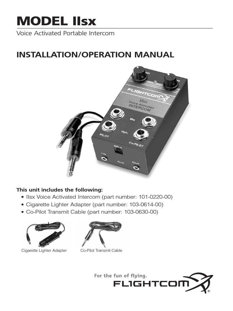 FlightCom IIsx Manual | PDF | Headphones | Electrical Connector