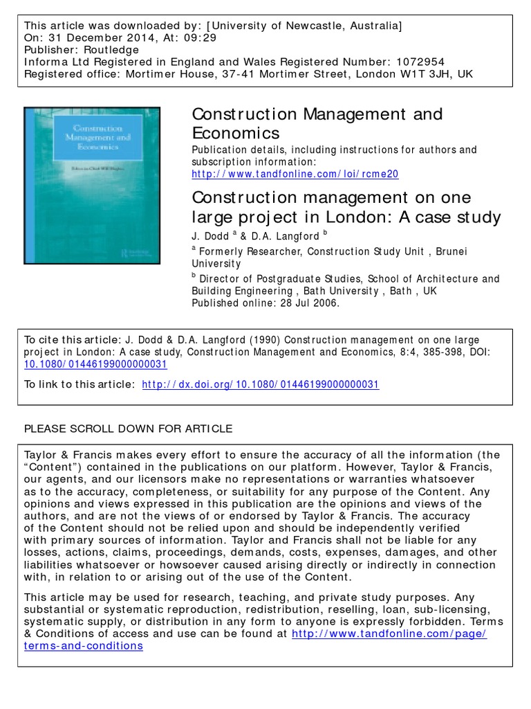 Construction Management and Economics | PDF | Construction Management ...