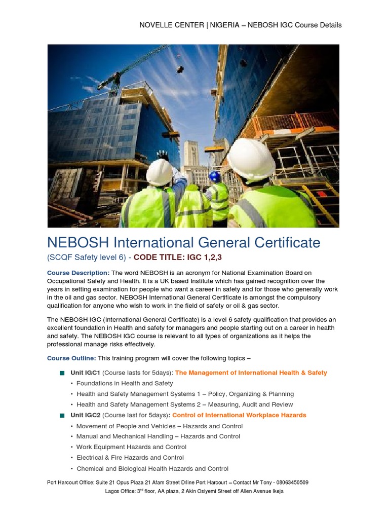 NEBOSH IGC Course Outline | Occupational Safety And Health | Test ...