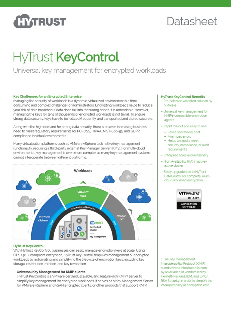 Hytrust Keycontrol: Datasheet | PDF | Cloud Computing | Areas Of Computer Science