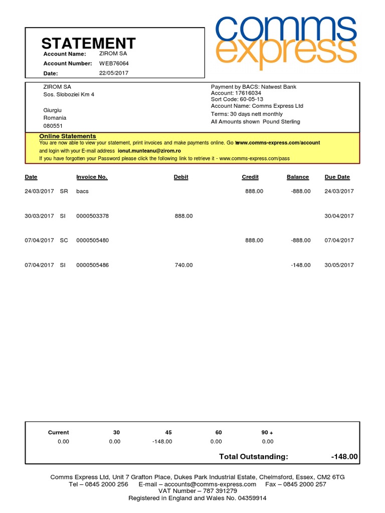 Comms Express Statement.. | PDF | Financial Technology | Finance ...