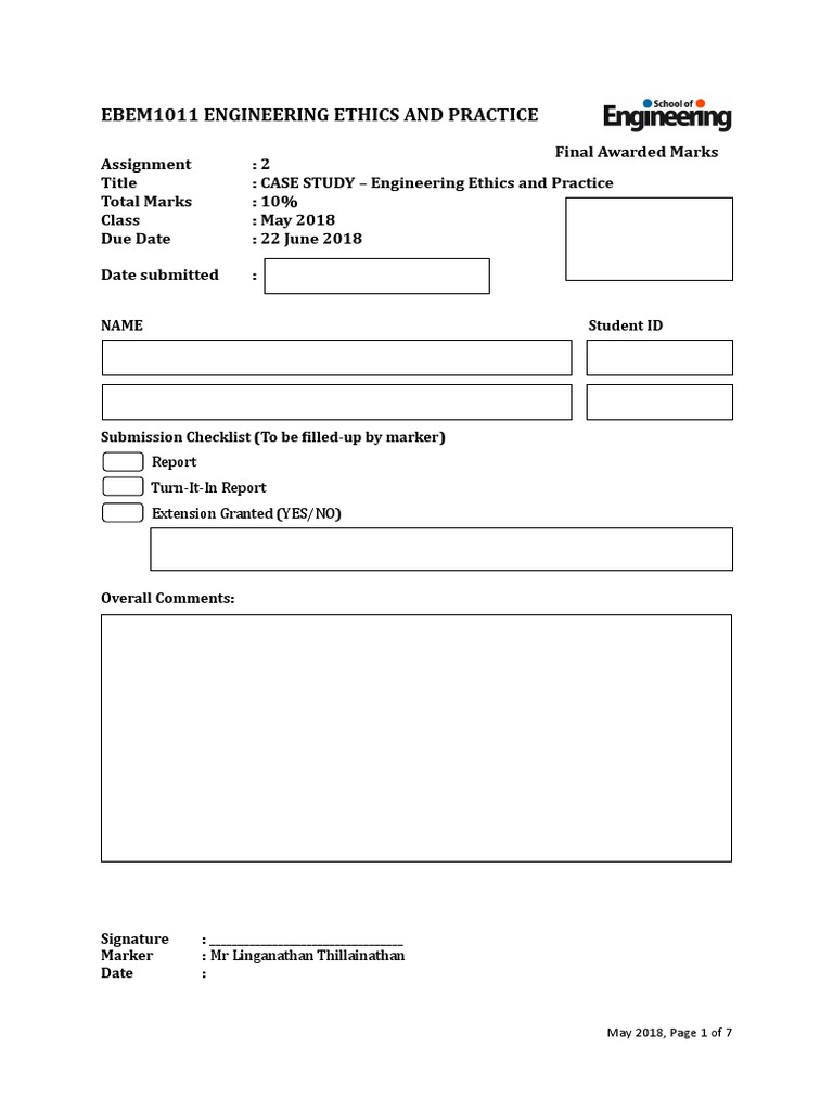 Assignment 2 - Case Study Engineering Ethics and Practice | PDF ...