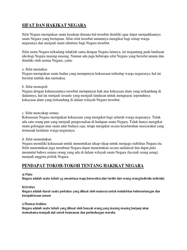 Sifat Dan Hakikat Negara | PDF | Politik