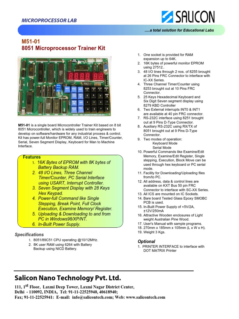 8051 Microprocessor Trainer Kits | PDF | Microcontroller | Personal Computers