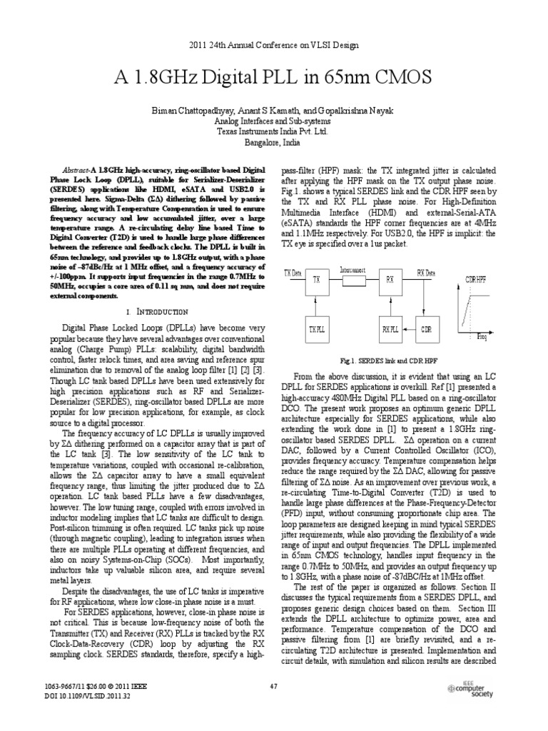 A 1.8GHz Digital PLL in 65nm CMOS | PDF | Digital To Analog Converter ...
