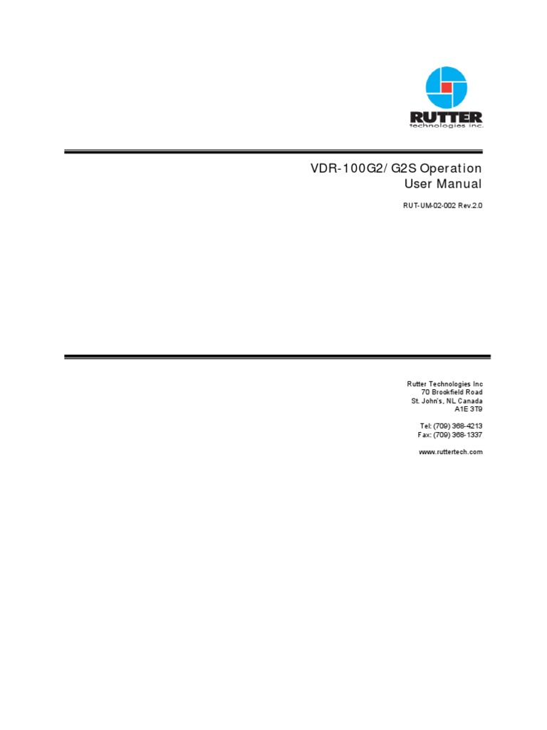 VDR-100G2/G2S Operation User Manual: RUT-UM-02-002 Rev.2.0 | PDF ...