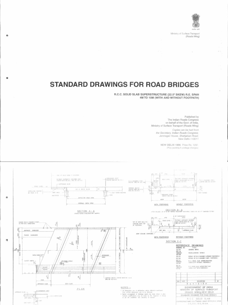 Standard Drawings For Road Bridges R C C Solid Slab Superstructure (22. ...
