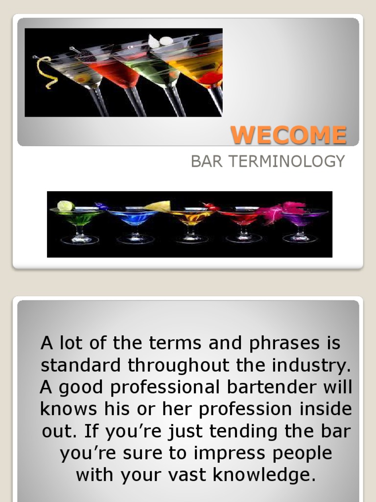 Bar Terminology | PDF | Drink | Alcoholic Drinks
