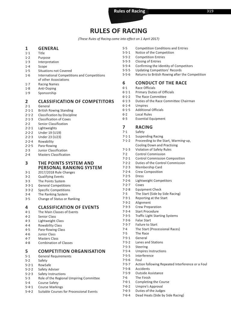 Rules of Racing Final 7.3.17 | PDF | Rowing (Sport) | Rowing