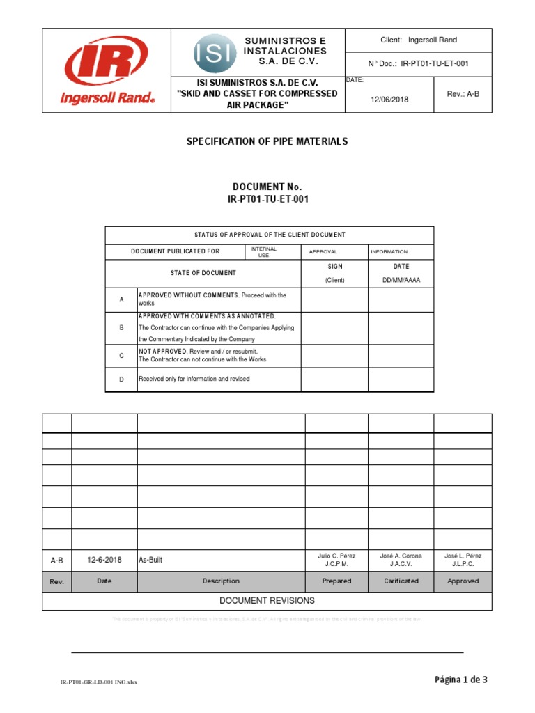 Ir Pt01 Tu Et 001 Ing | PDF | Valve | Pipe (Fluid Conveyance)