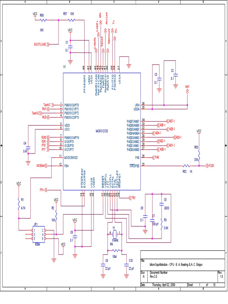 Schematic Diagram of an Automotive Engine Control Module Showing ...