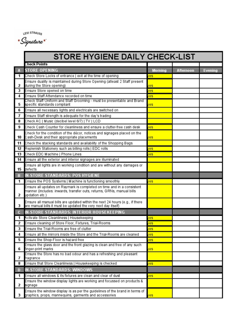 Store Manager Checklists | PDF | Merchandising | Inventory
