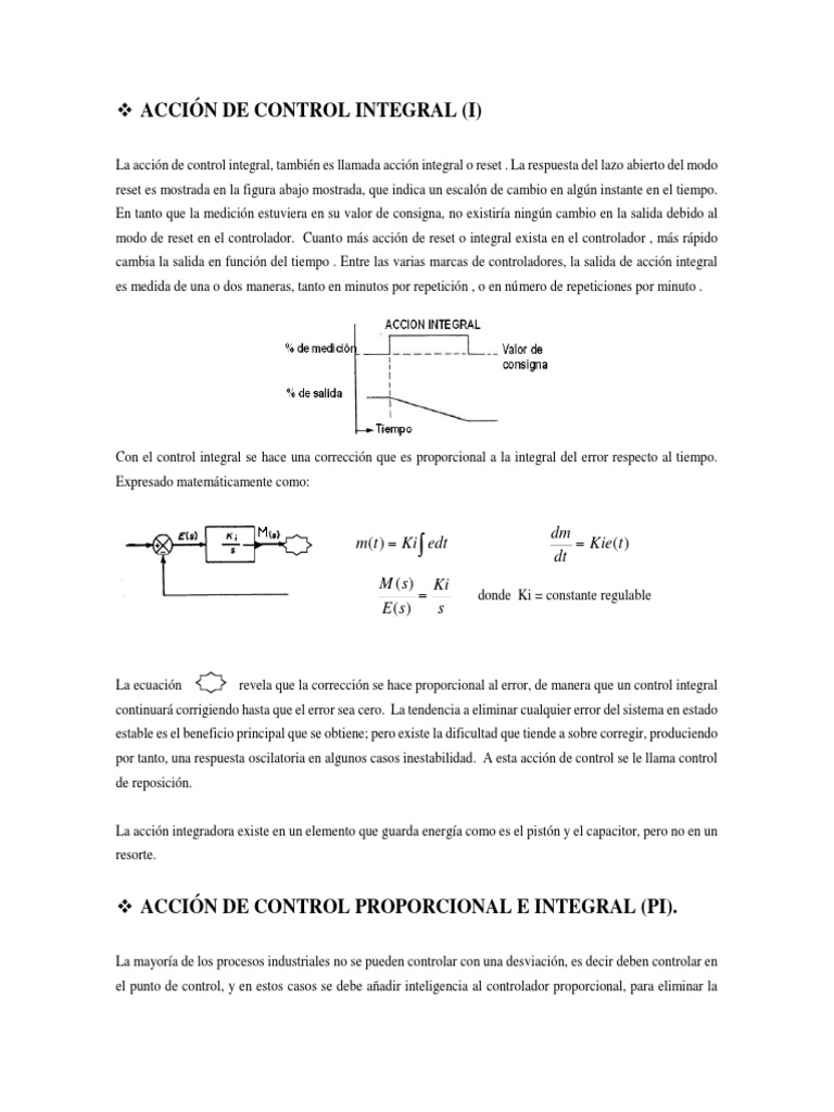 Acción de Control Integral y PI | PDF | Integral | Medición