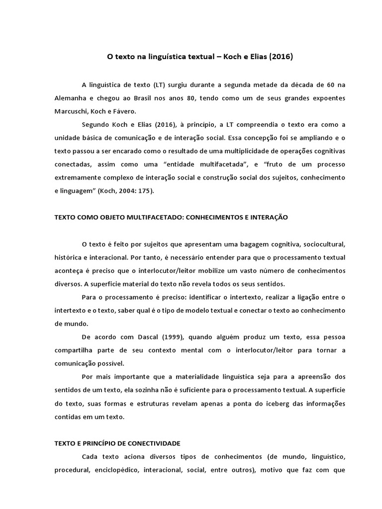 O Texto Na Linguística Textual | PDF | Conhecimento | Linguística