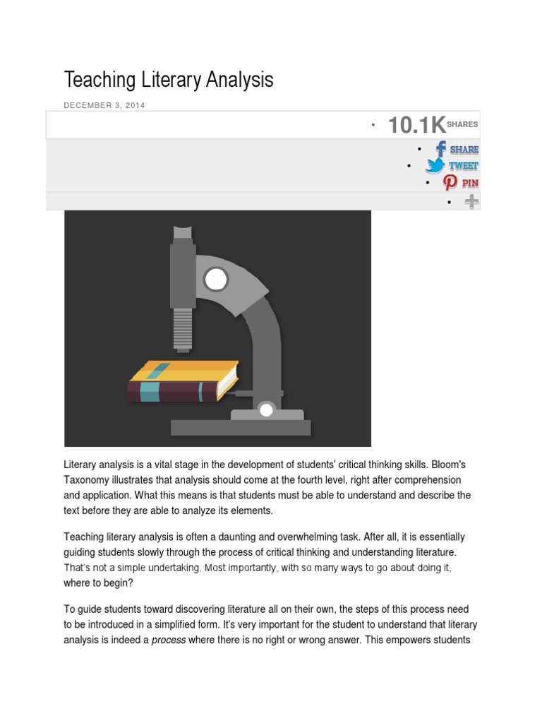 Teaching Literary Analysis | PDF | Question | Essays
