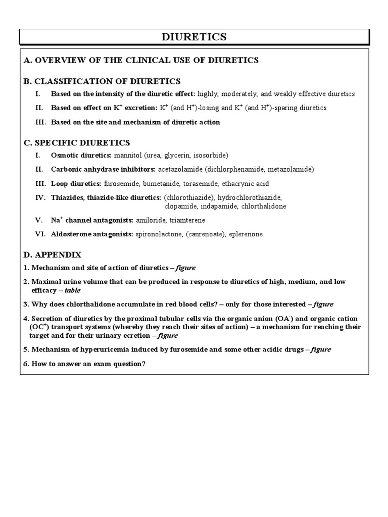 Diuretics: A. Overview of The Clinical Use of Diuretics B ...