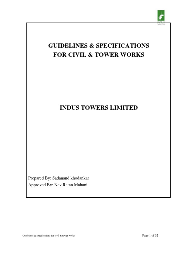 Guidelines & Specifications - Civil & Tower Works PDF | PDF | Concrete ...
