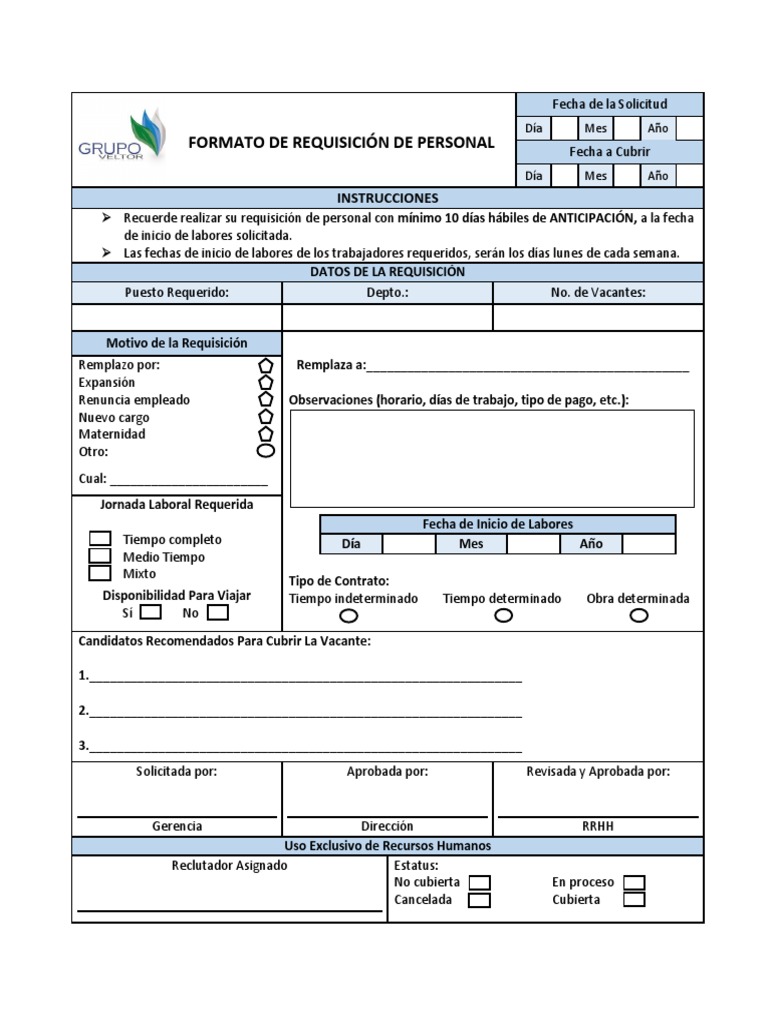0 Result Images Of Ejemplo De Un Formato De Requisicion De Personal ...
