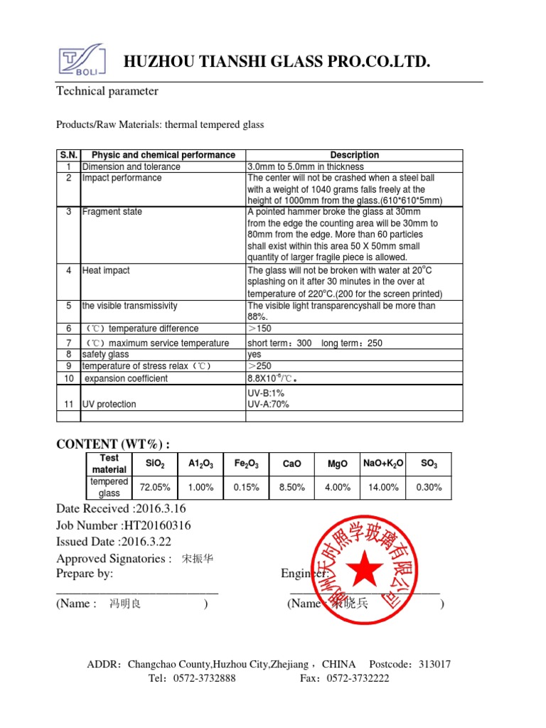 Huzhou Tianshi Glass Pro - Co.Ltd.: Products/Raw Materials: Thermal ...