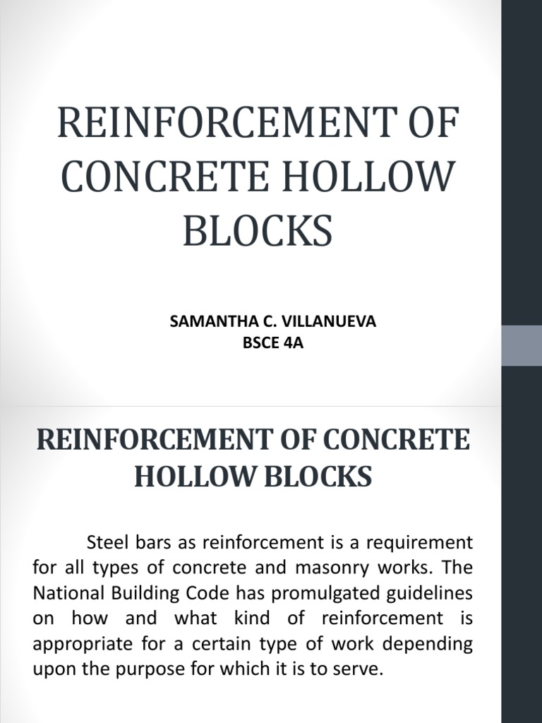 Reinforcement of Concrete Hollow Blocks | PDF | Metre | Concrete
