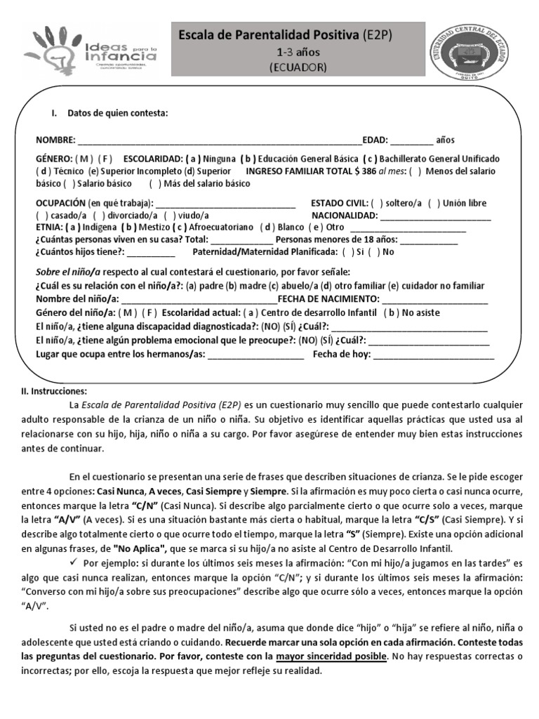 Escala E2p Ecuador-M | PDF | Adultos | Cuestionario
