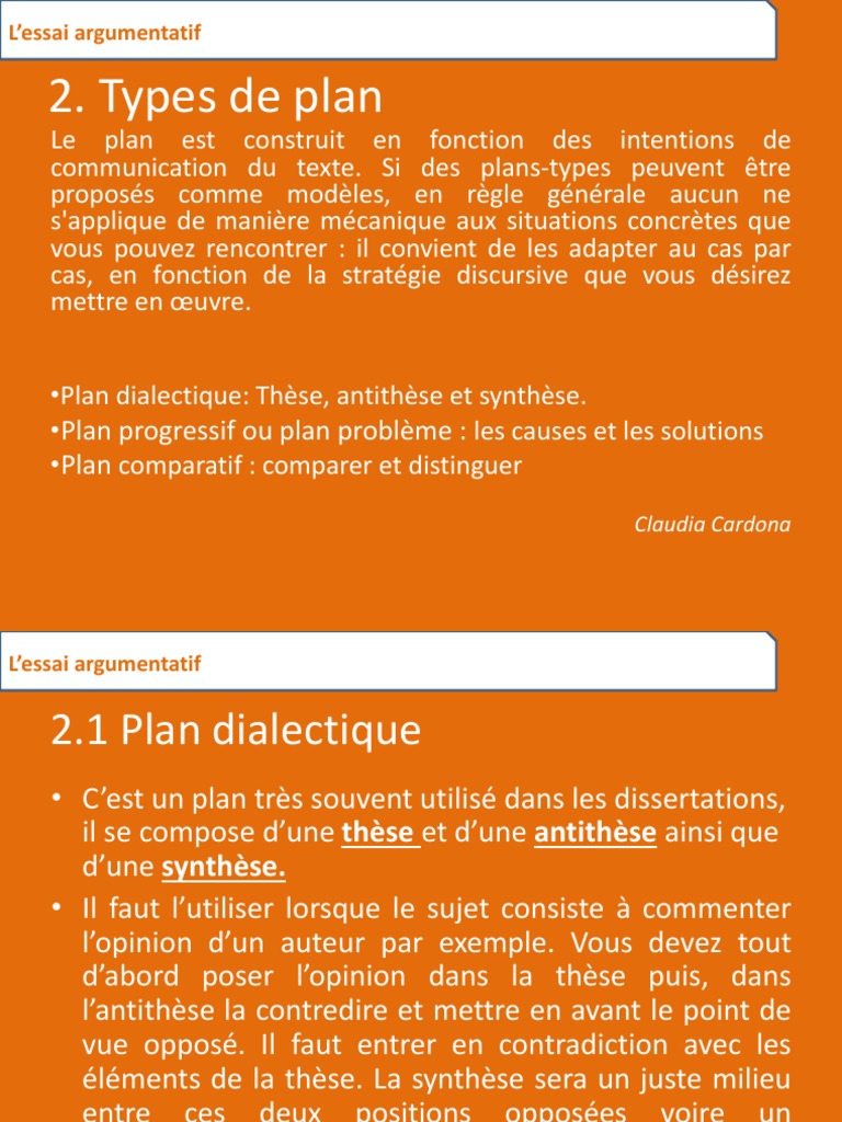 Types de Plan | PDF | Dialectique | Thèses