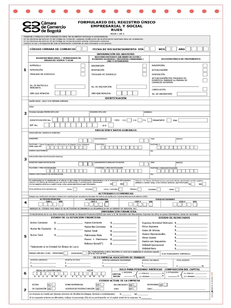 Formulario Rues Enero 2017 PDF | PDF