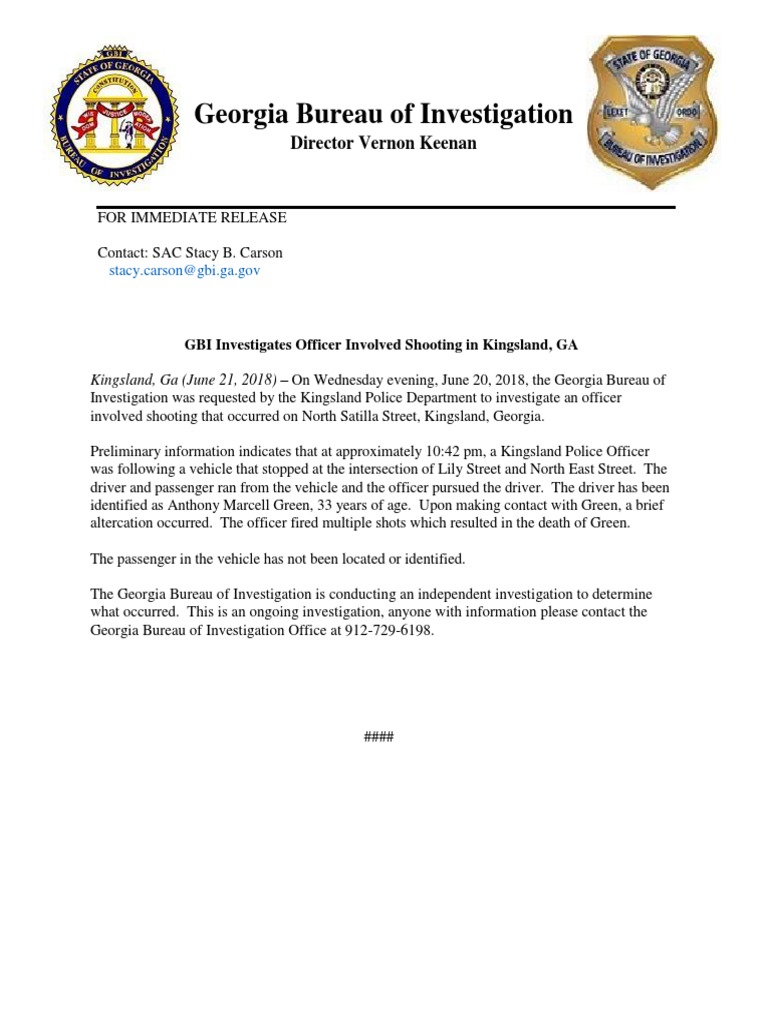 Georgia Bureau of Investigation has released info in police involved ...