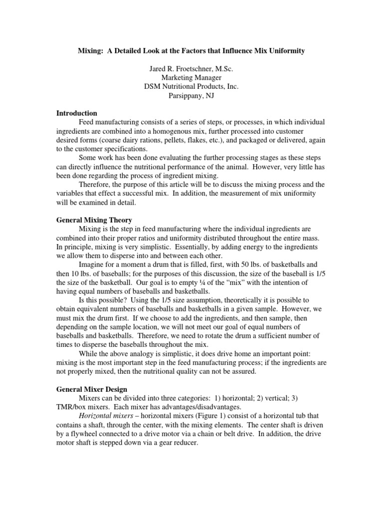 Mixing-A Detailed Look at The Factors That Influence Mix Uniformity ...