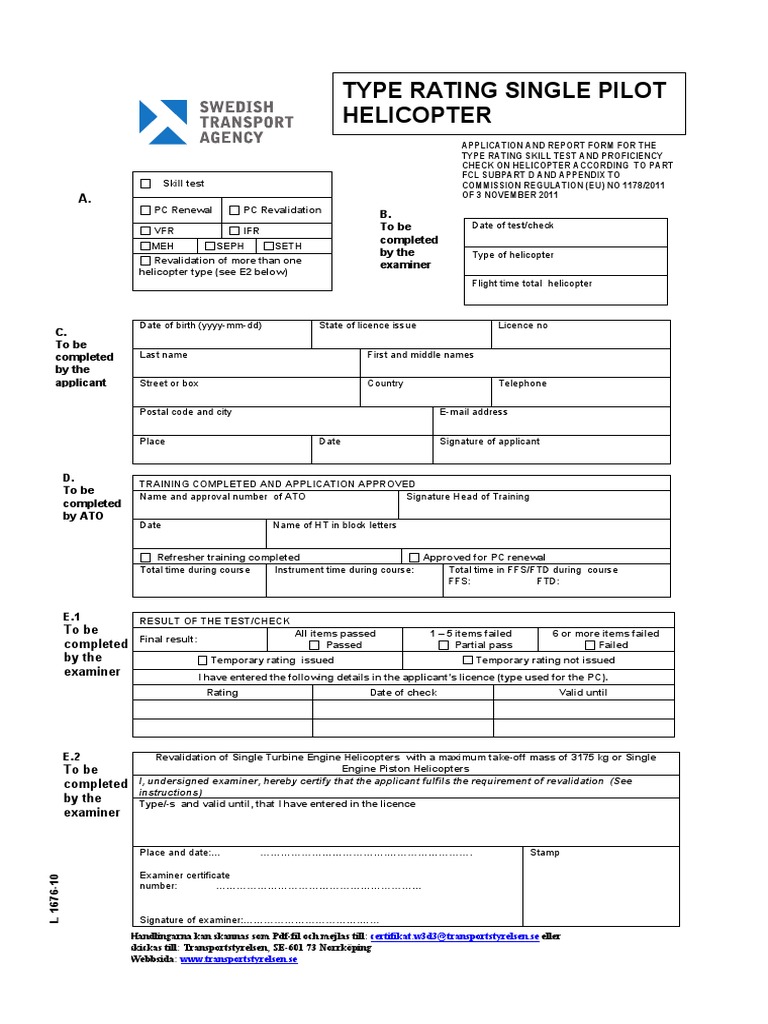 l1676 10 Type Rating Single Pilot Helicopter | PDF | Instrument Flight ...