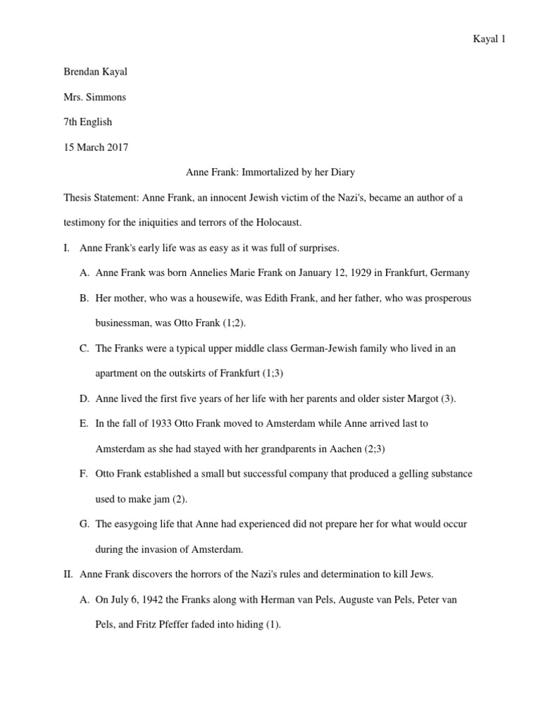 Anne Frank Outline | PDF | Anne Frank | Racial Antisemitism