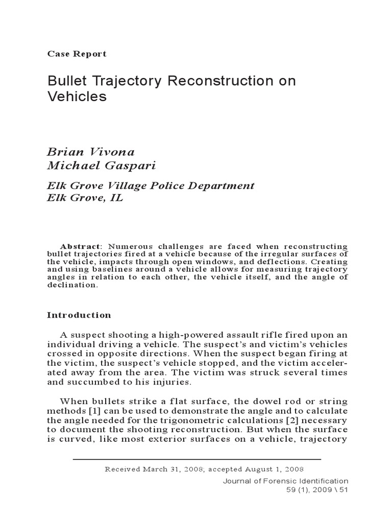 Bullet Trajectory Reconstruction On Vehicles JFI | PDF | Trajectory ...