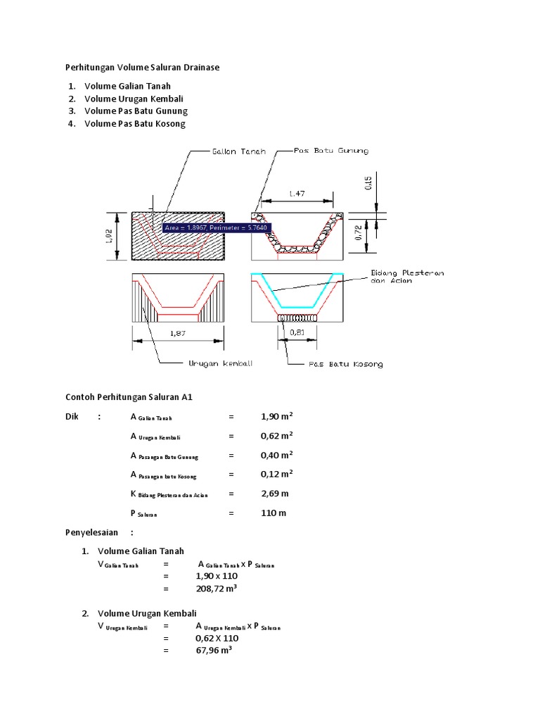 Perhitungan Volume Saluran Drainase | PDF