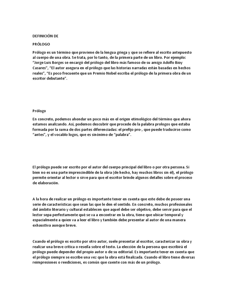 Definición de Prologo | Descargar gratis PDF | Poesía